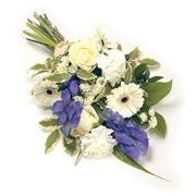 Mixed Sheaf White & Blue - Funeral Flowers Hanwell
